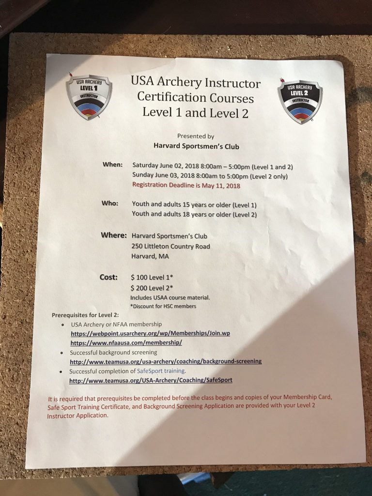 USA Archery Instructor Certification Course Level 1 and 2